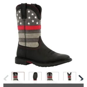 Rocky Boots Firefighter Thin Red Line Cowboy Boots Si… - Gem